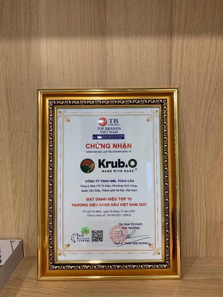 Krub.O is honored to receive the Top 10the of the Vietnam Top Brands 2021